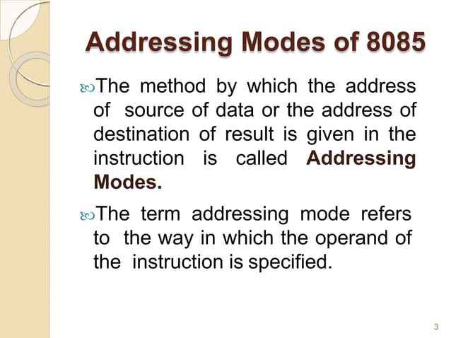 ADDRESSING MODES OF 8085 | PPTX | Operating Systems | Computer Software and Applications