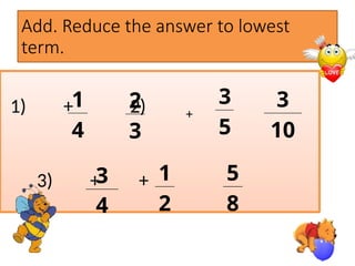 Adds and Subtract Simple Fractions & Mixed Numbers.ppt