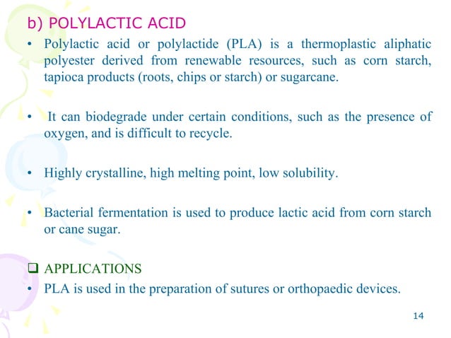 biodegradable polymers | PPTX | Chemistry | Science