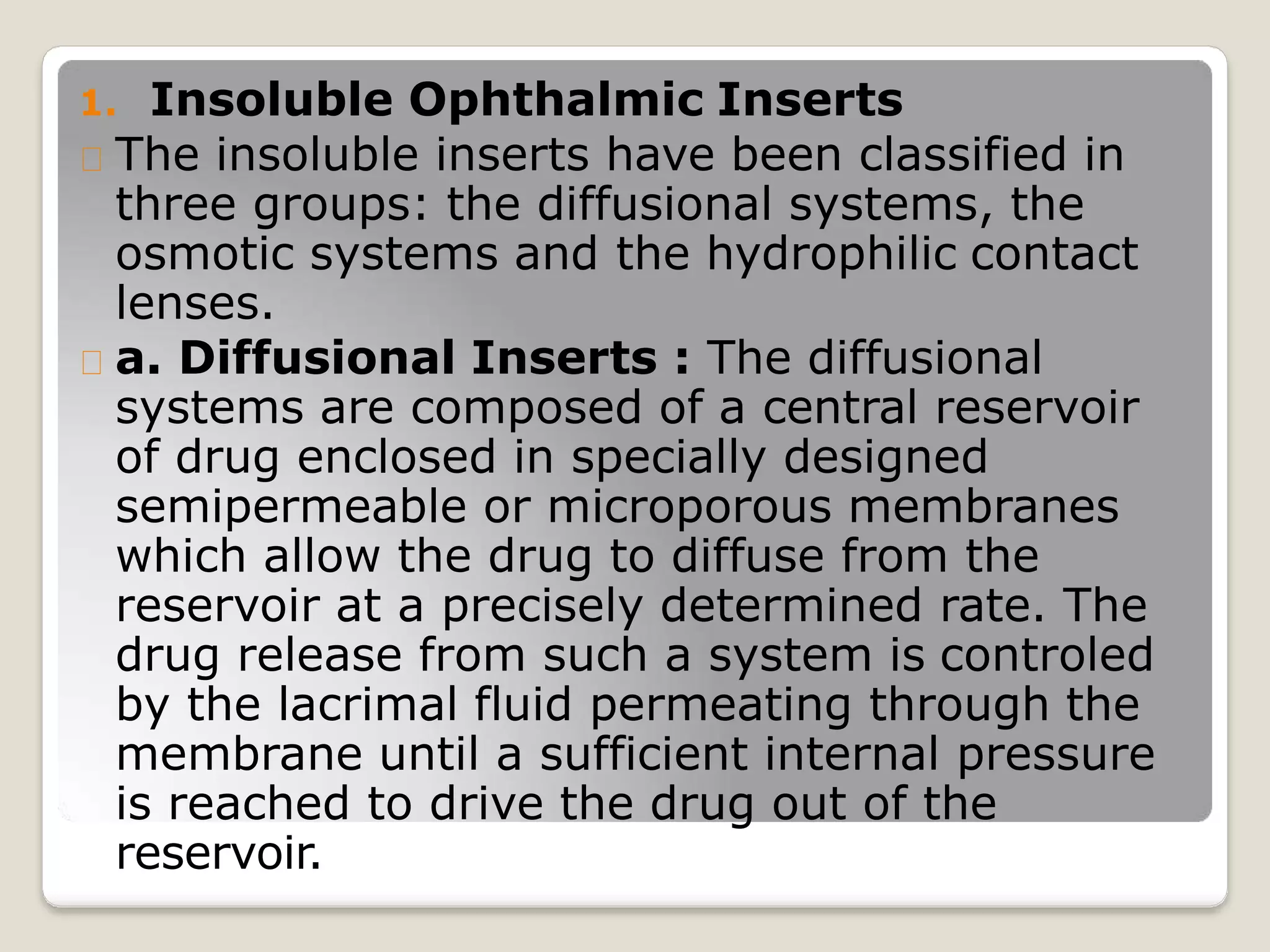 Ophthalmic Inserts | PPTX