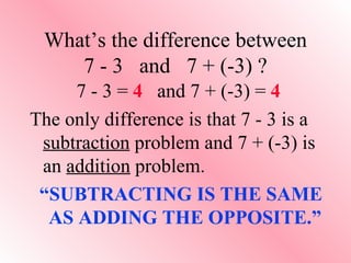 Add Sub Integers | PPT