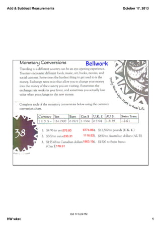 Add & subtract measurements notes | PDF