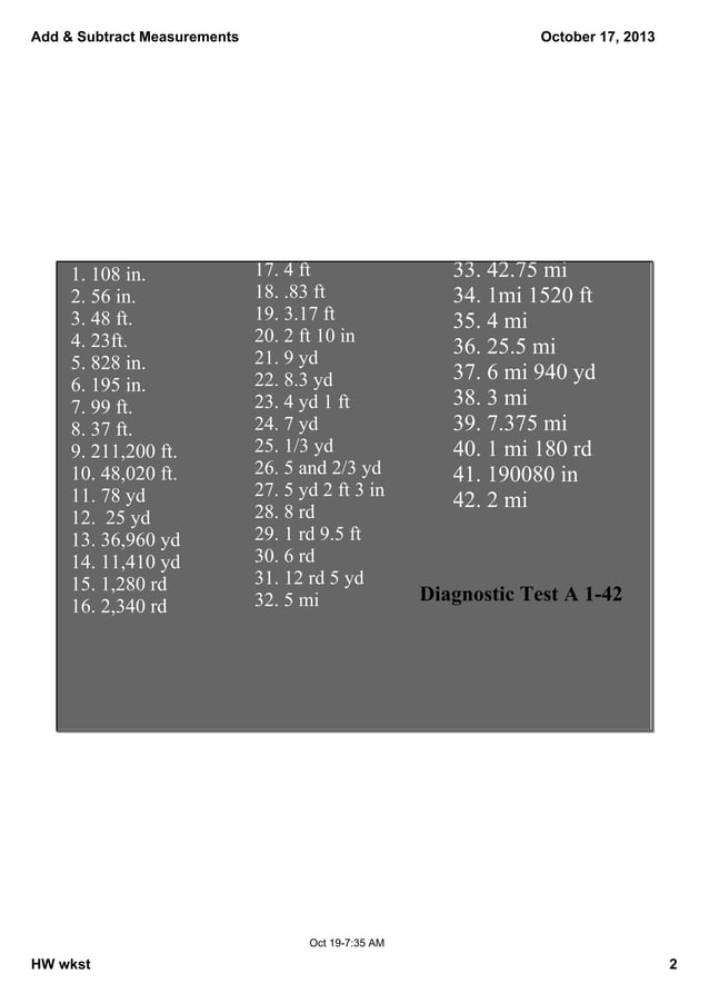 Add & subtract measurements notes | PDF