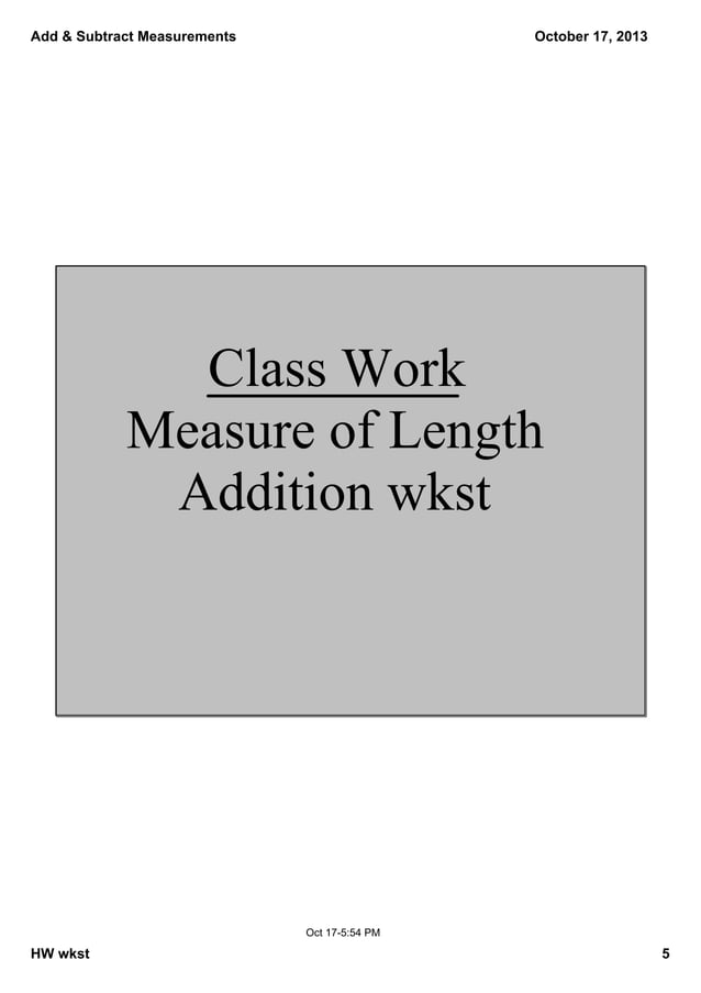 Add & subtract measurements notes | PDF