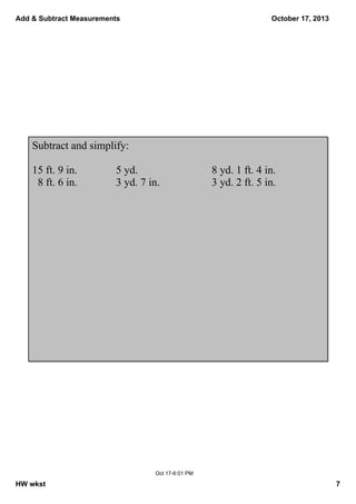 Add & subtract measurements notes | PDF