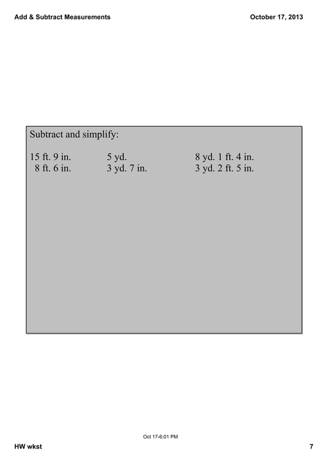 Add & subtract measurements notes | PDF