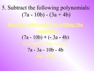 Add sub polynomials | PPT