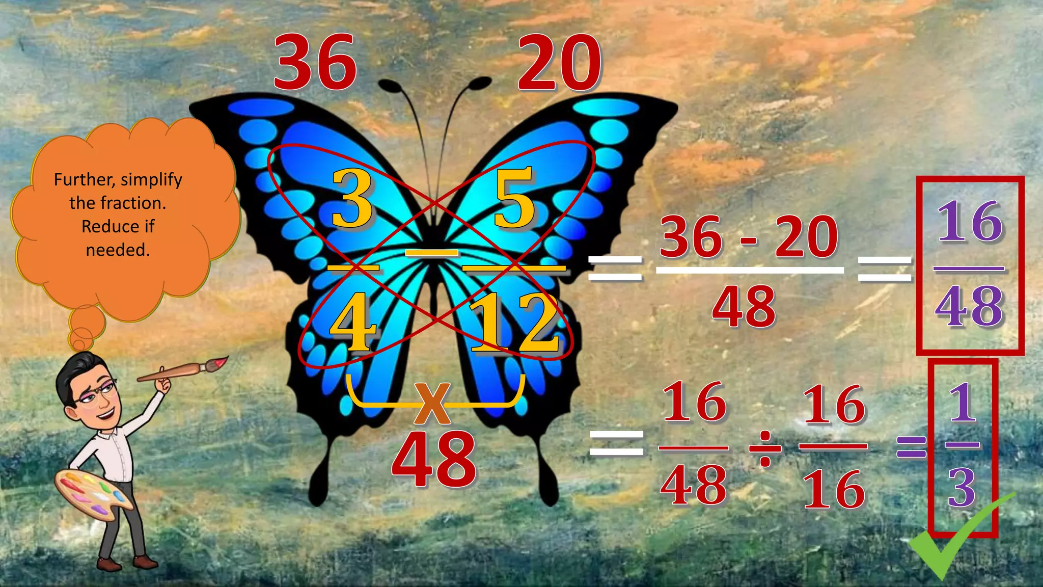 Add and Subtract fractions using Butterfly Method | PPTX