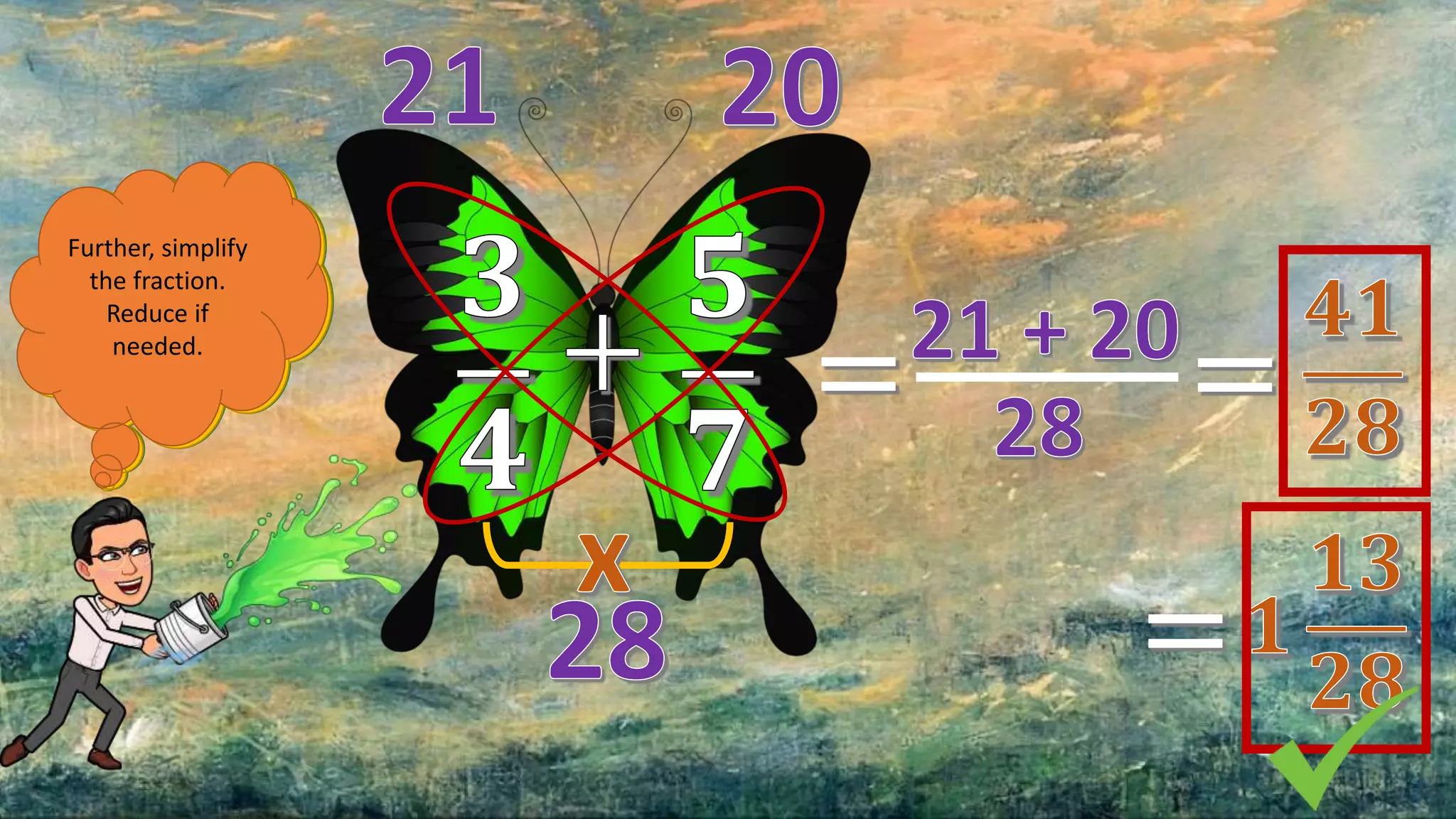 Add and Subtract fractions using Butterfly Method | PPTX