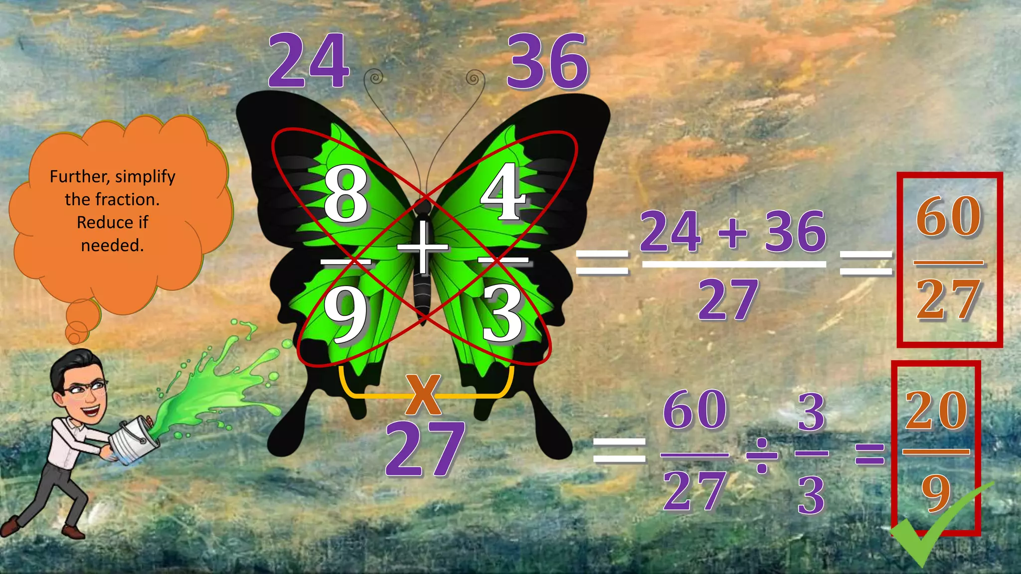 Add and Subtract fractions using Butterfly Method | PPTX