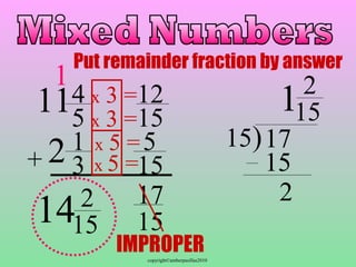 Add & subtract mixed numbers | PPT