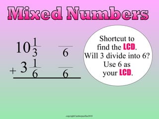 Add & subtract mixed numbers | PPT