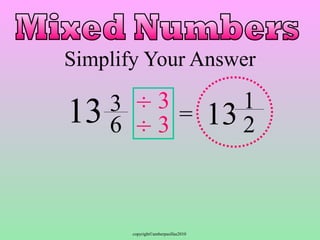 Add & subtract mixed numbers | PPT