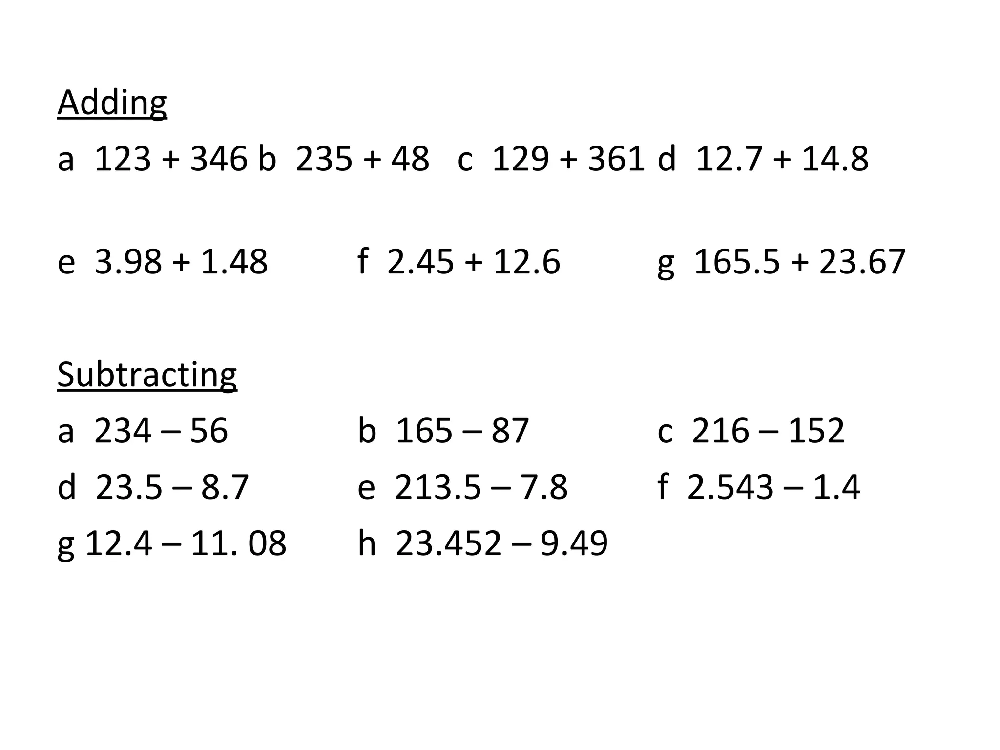 Add Subtract Multiply Divide With Decimals Ppt