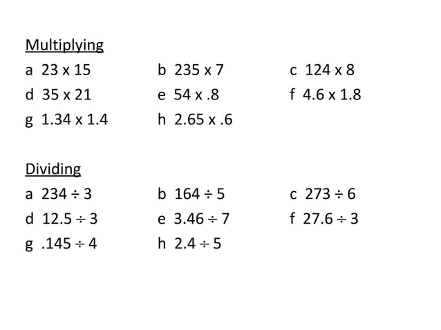 Add, Subtract, Multiply, Divide With Decimals | PPT