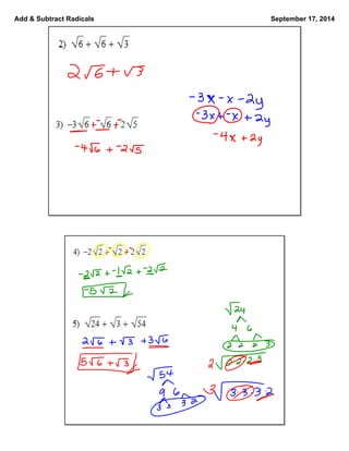 Add & subtract radicals | PDF