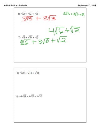 Add & subtract radicals | PDF