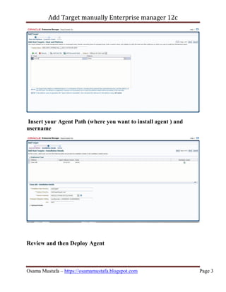 Add target manually em12c | PDF