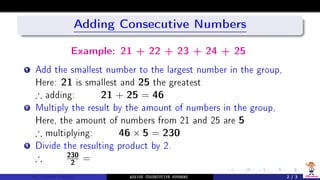 Adding Consecutive Numbers | PDF