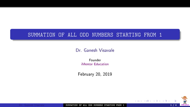 Adding Consecutive Odd Numbers Starting from 1 | PPT