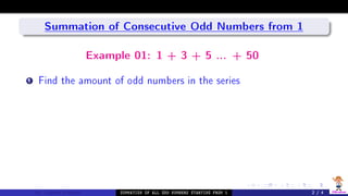 Adding Consecutive Odd Numbers Starting from 1 | PDF