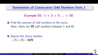 Adding Consecutive Odd Numbers Starting from 1 | PDF
