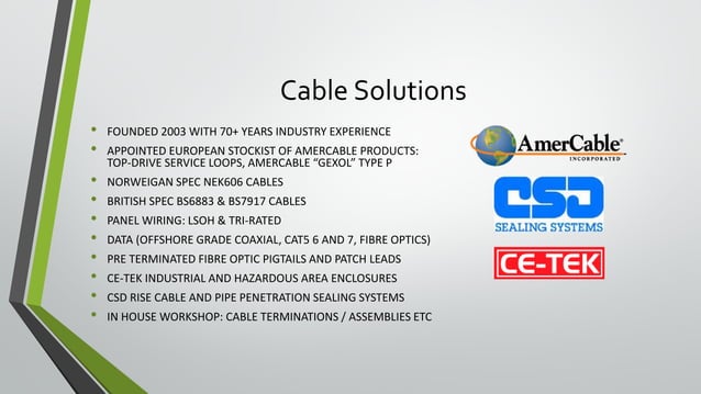 Cable Solutions Worldwide | PPT