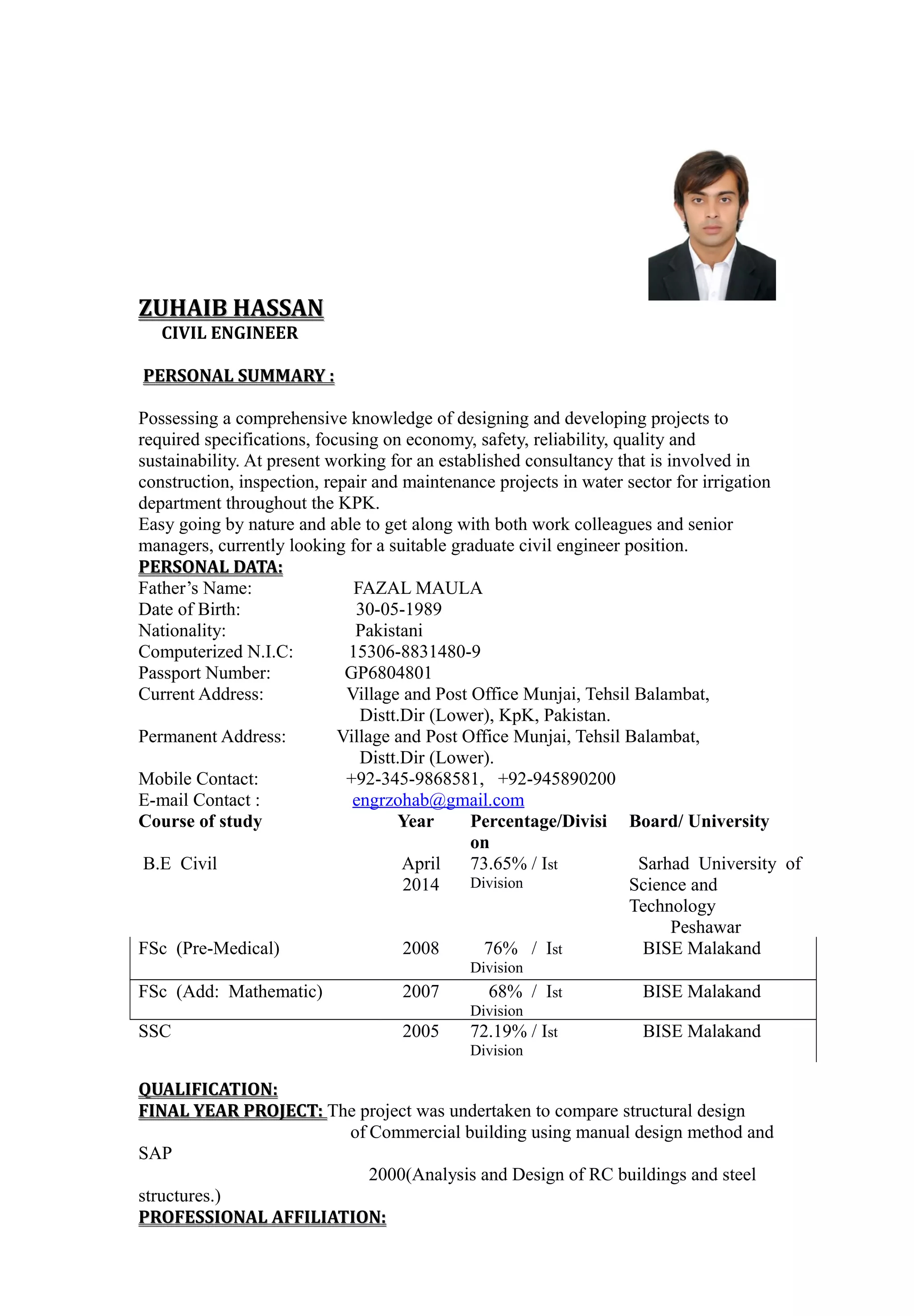 ZUHAIB HASAN CV | PDF