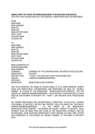 LOL (C) 5M SPECIMEN SWIFT MESSAGES | PDF