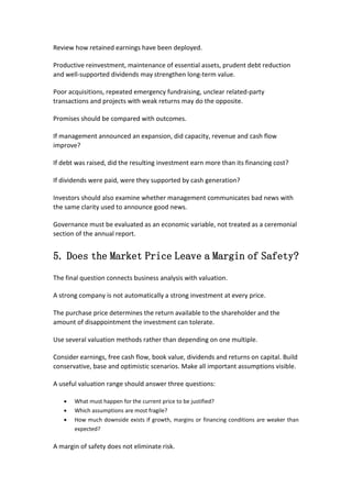Adebowale Oluwafenmi Investment Classroom Five Questions to Answer ...