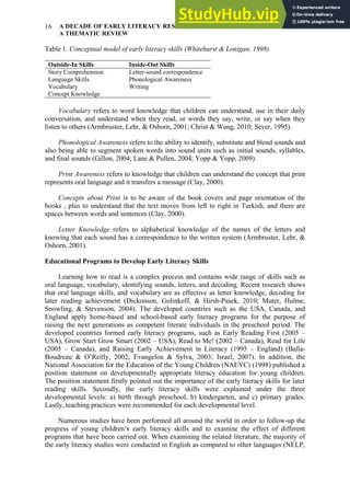 A Decade Of Early Literacy Research Trends In Turkey A Thematic Review ...