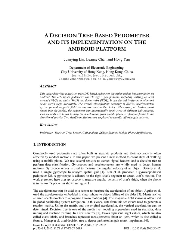 A decision tree based pedometer | PDF
