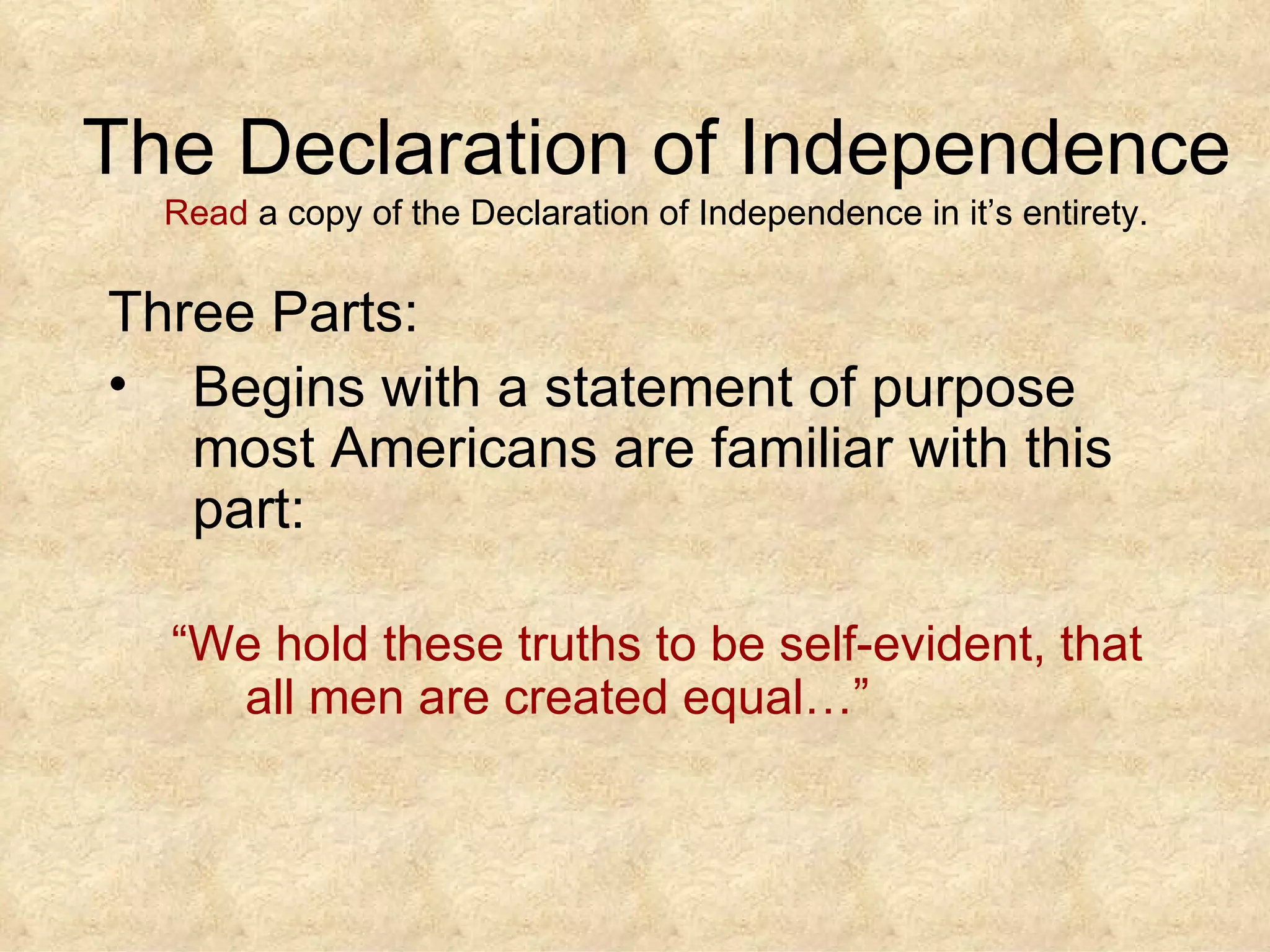 A declaration of independence | PPT | Politics