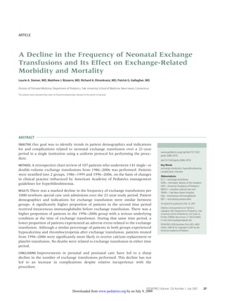 A Decline In The Frequency Of Neonatal Exchange Transfusions And Its ...