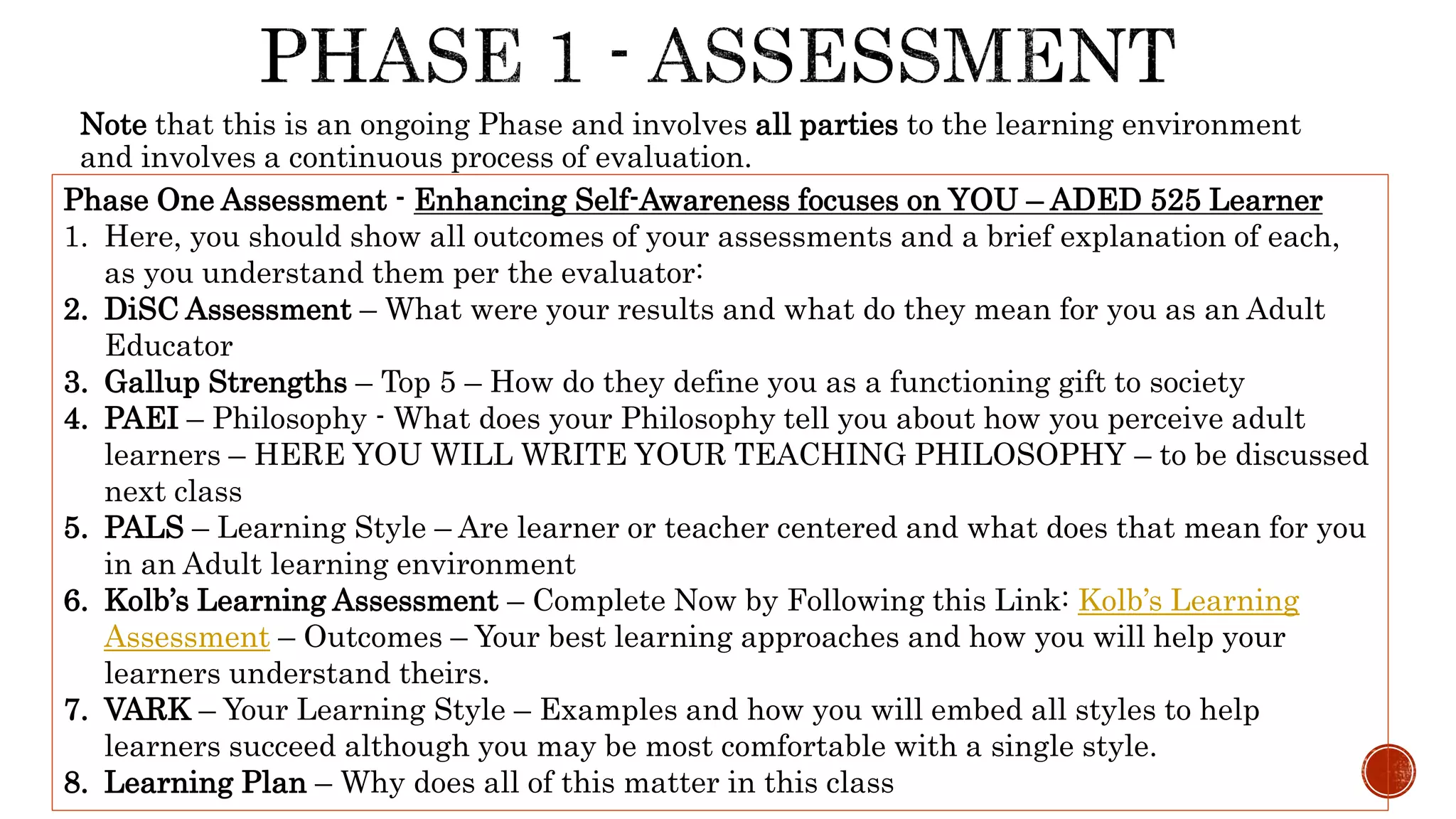 Michael W. Galbraith _ Designing Instruction - Phases 1, 2, & 3 | PPT