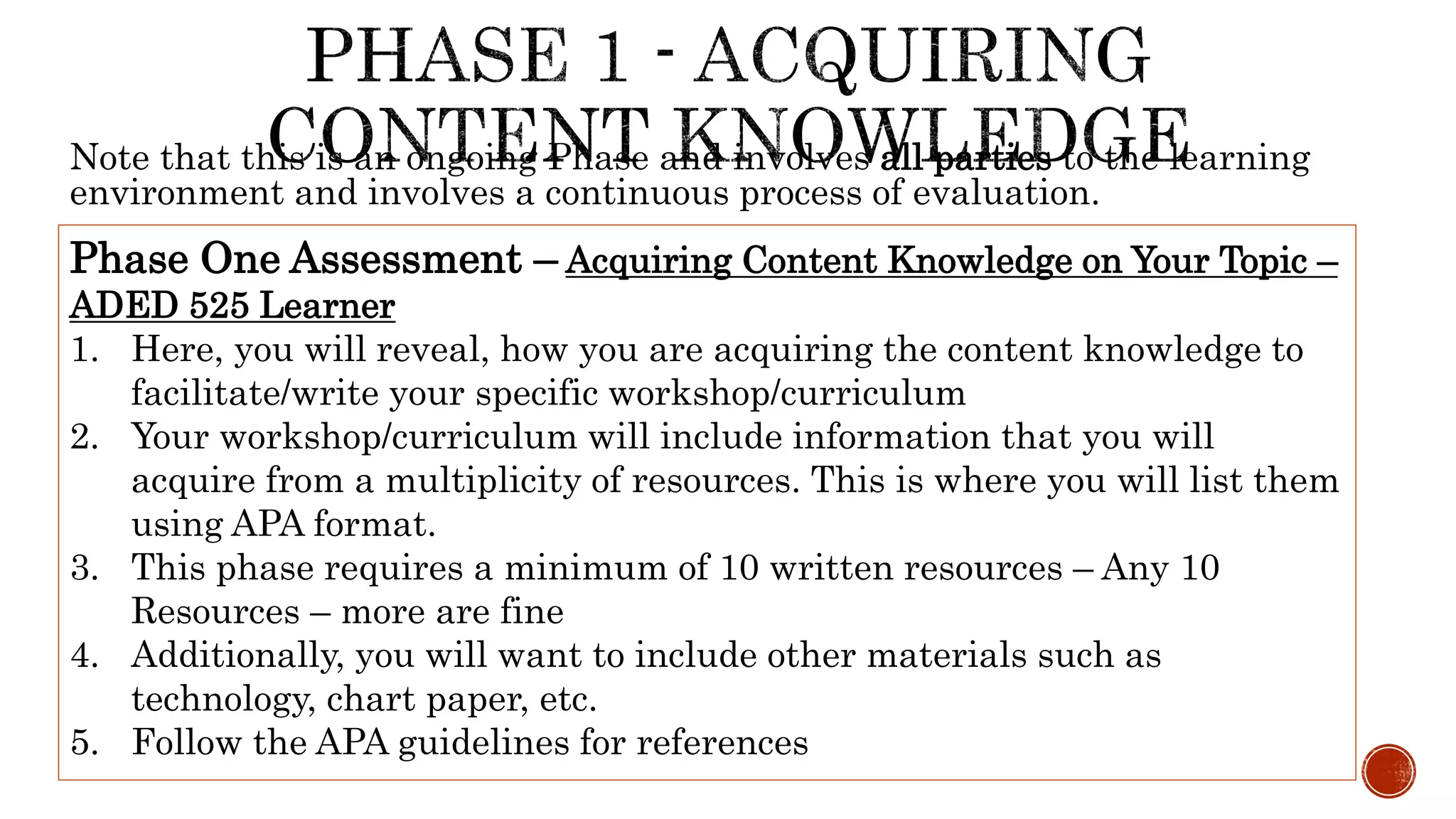 Michael W. Galbraith _ Designing Instruction - Phases 1, 2, & 3 | PPT