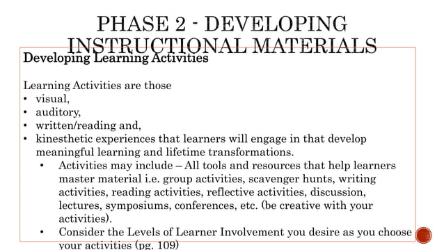 Michael W. Galbraith _ Designing Instruction - Phases 1, 2, & 3 | PPT
