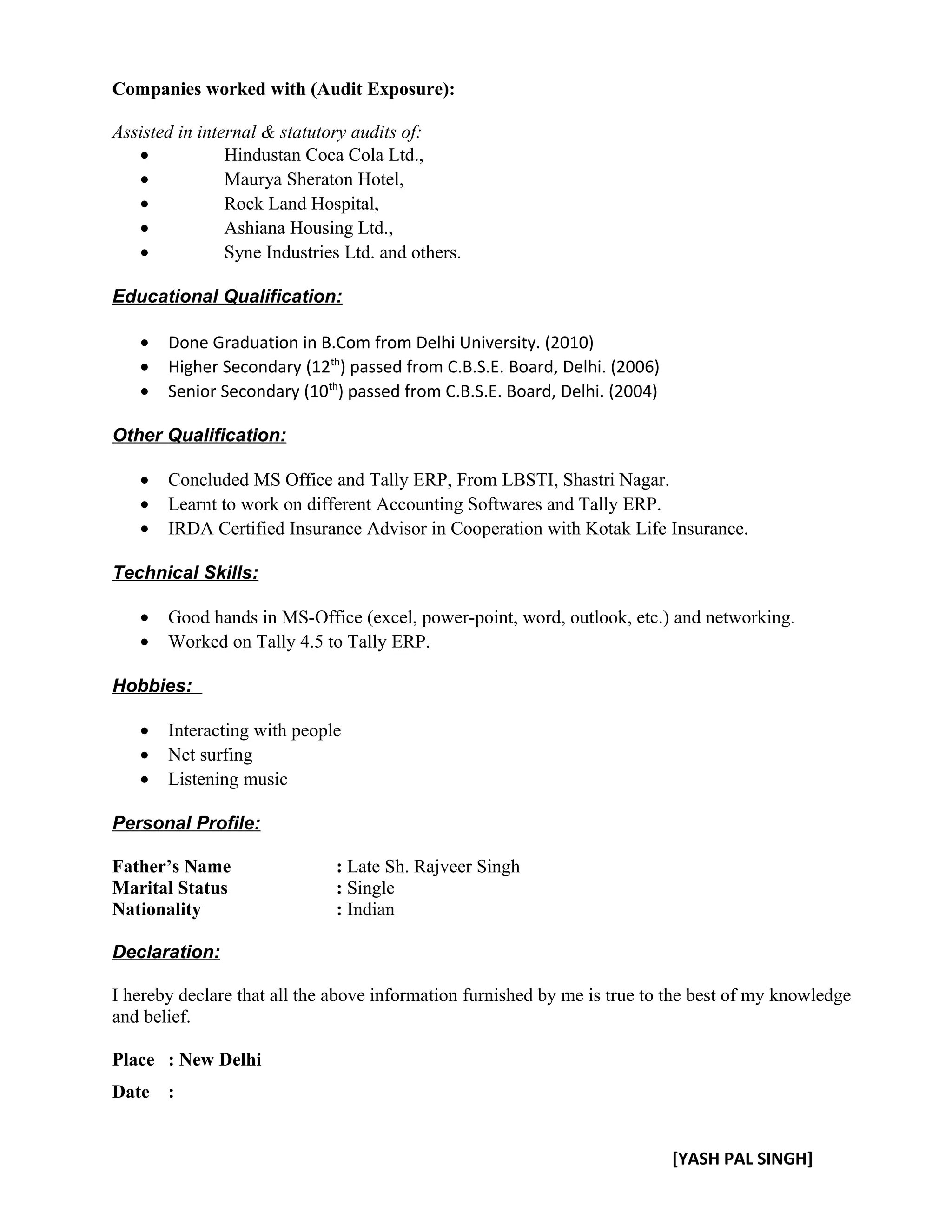 Yash CV | PDF