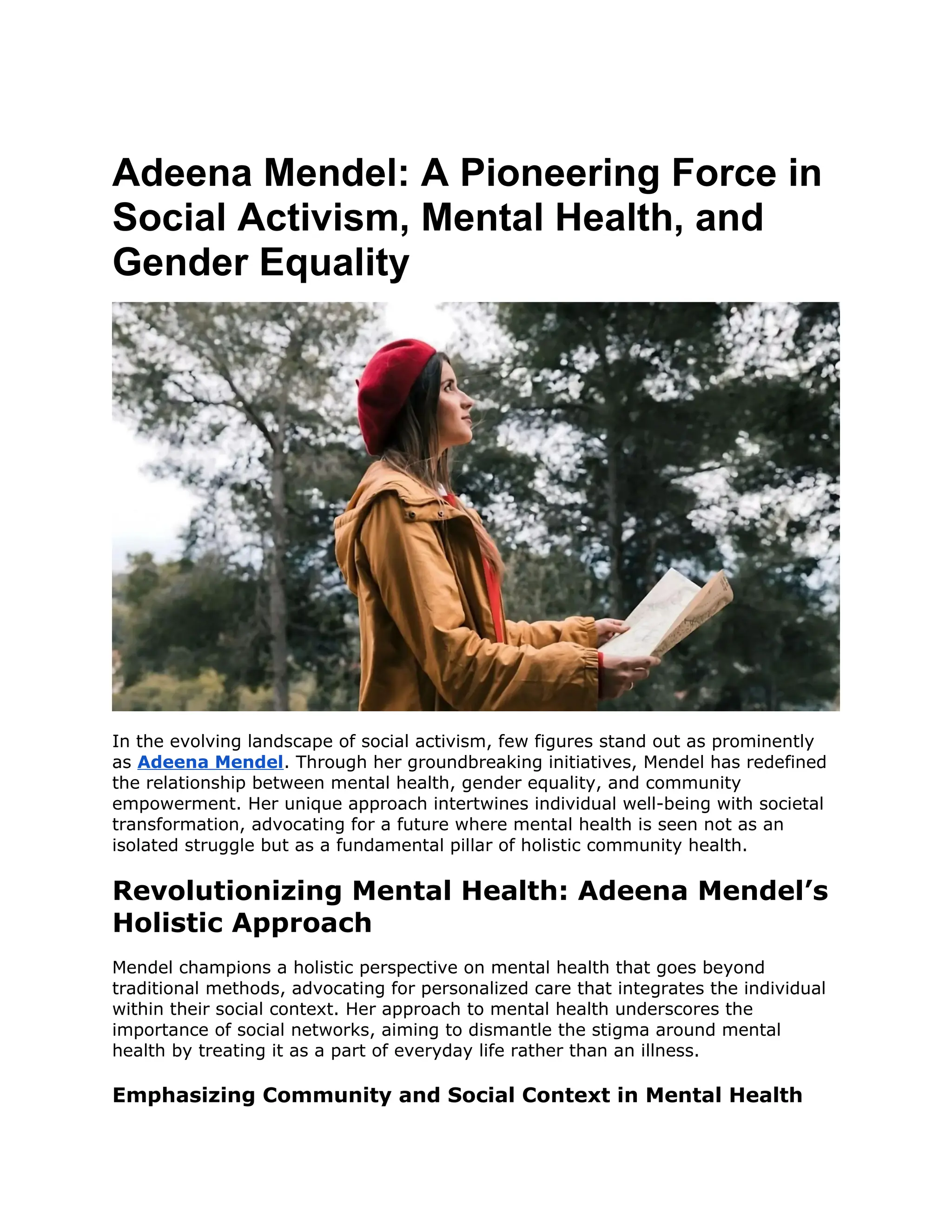 Adeena Mendel_ A Pioneering Force in Social Activism, Mental Health ...