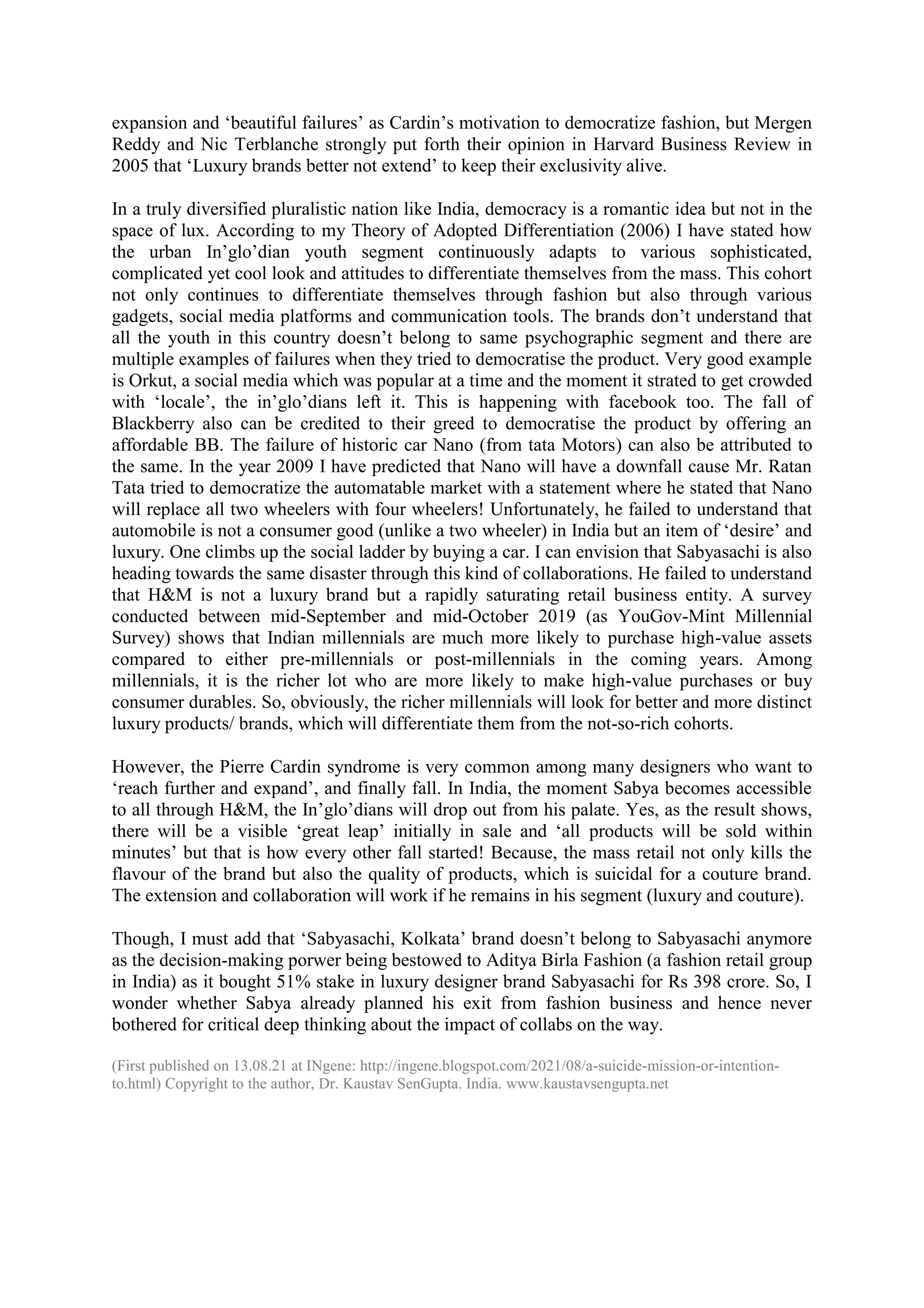 A deep dive into sabyasachi kolkata x H&M collaboration | PDF