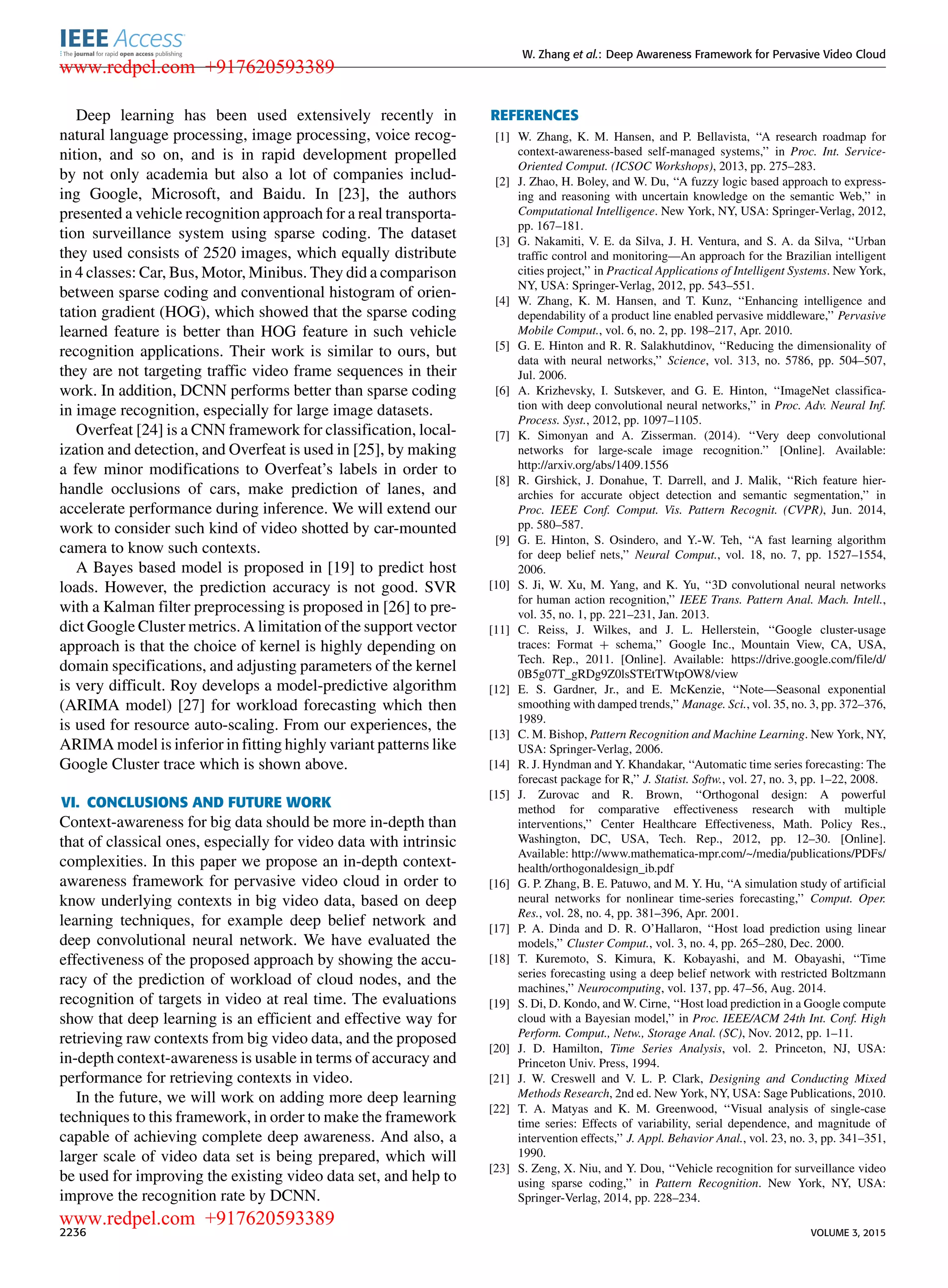 A deep awareness framework for pervasiv video cloud | PDF