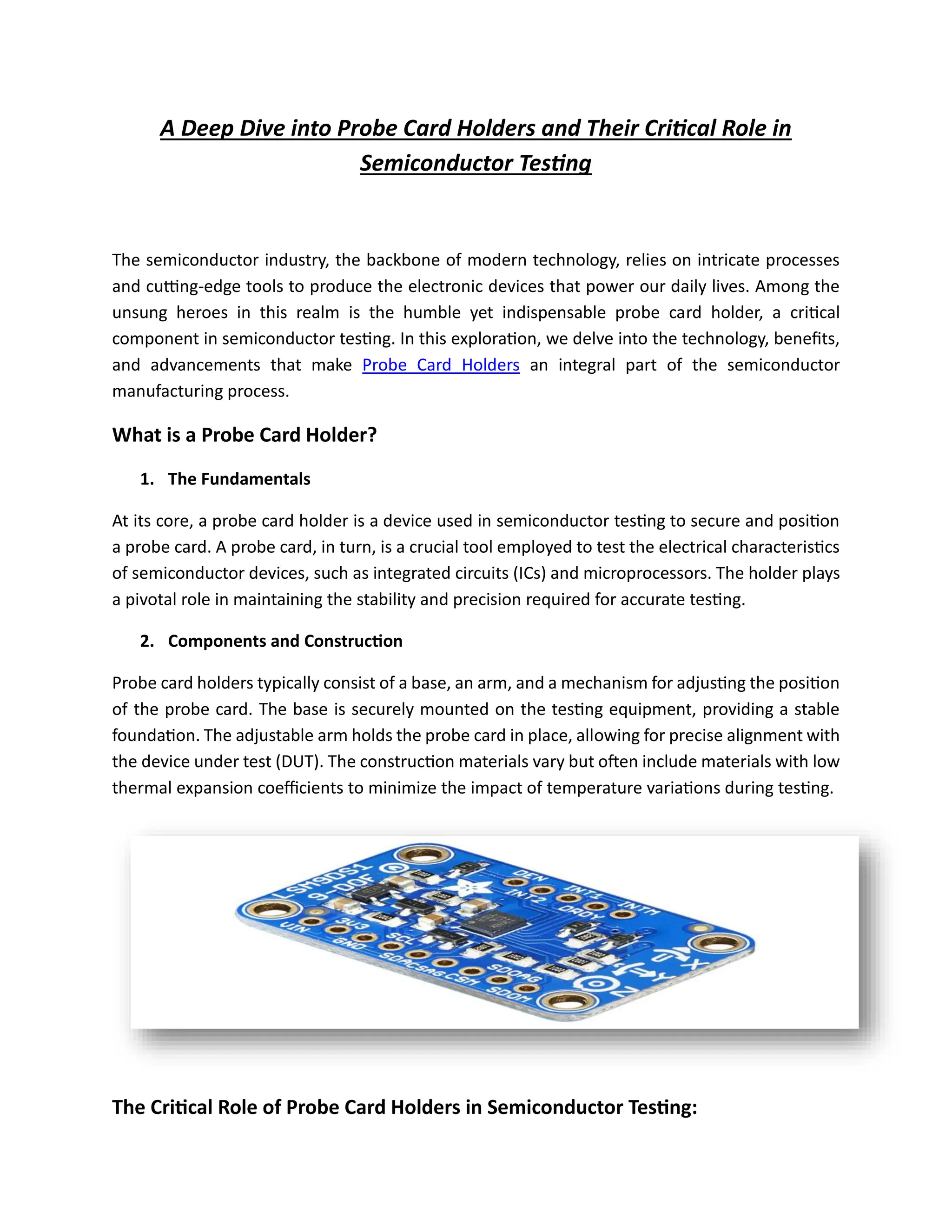 A Deep Dive into Probe Card Holders and Their Critical Role in ...