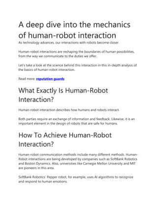 A deep dive into the mechanics of human-robot interaction | PDF ...