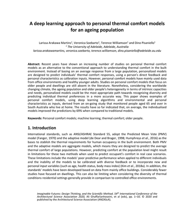 A deep learning approach to personal thermal comfort models for an ...