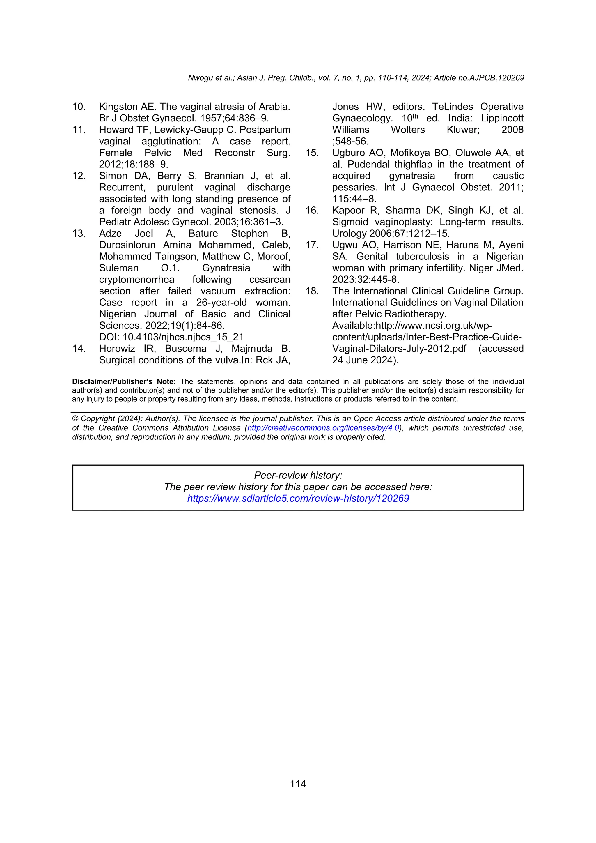 Vaginoplasty for Acquired Gynaetresia Secondary to Insertion of Herbal Concoction in the Vagina ...