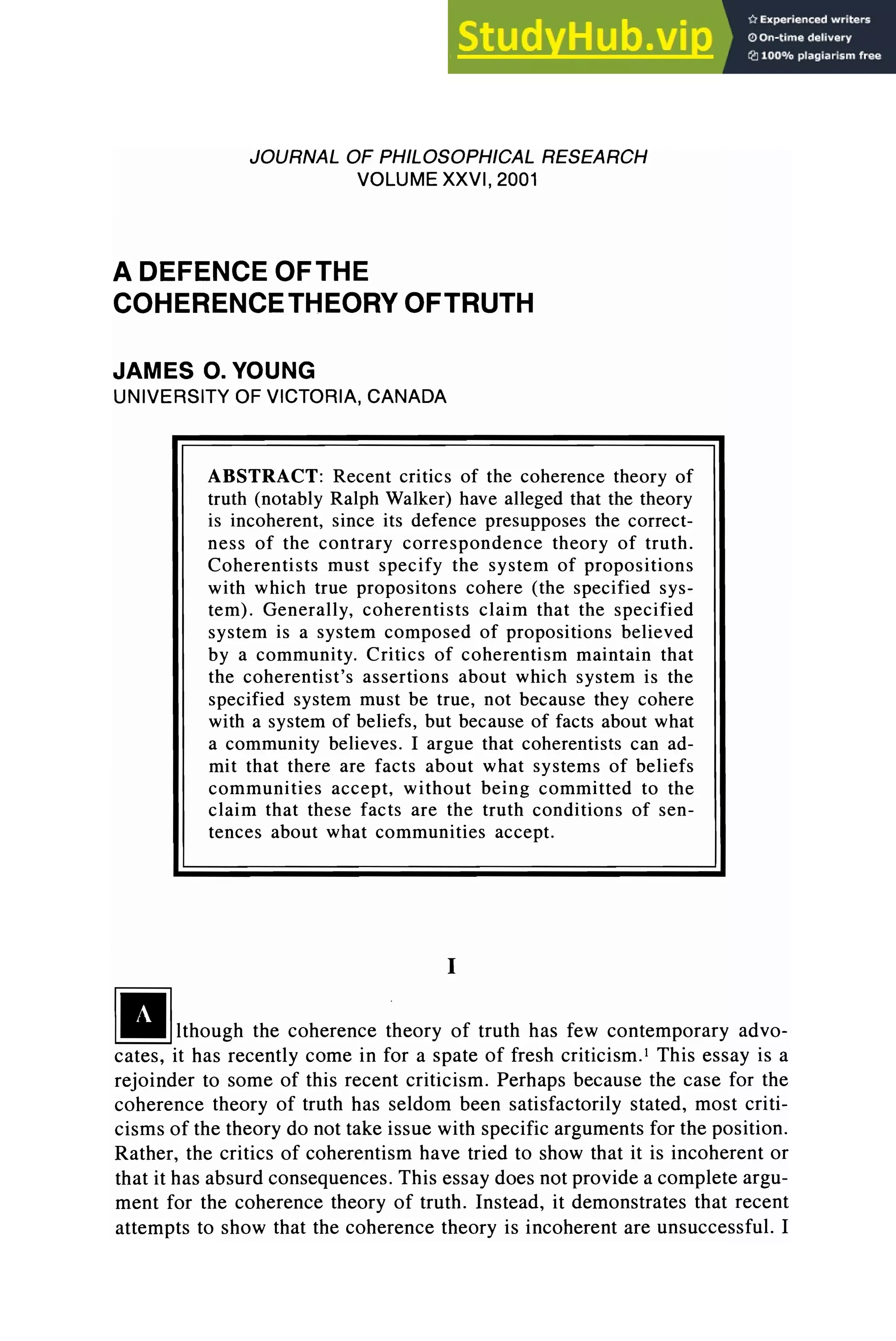A Defence of the Coherence Theory of Truth.pdf