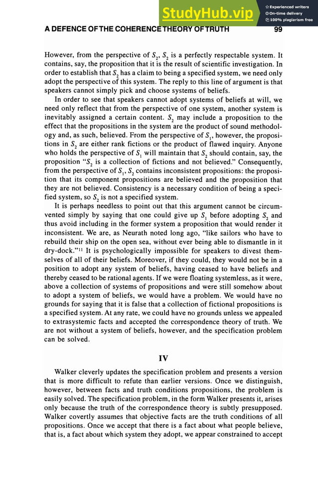 A Defence of the Coherence Theory of Truth.pdf | Physics | Science