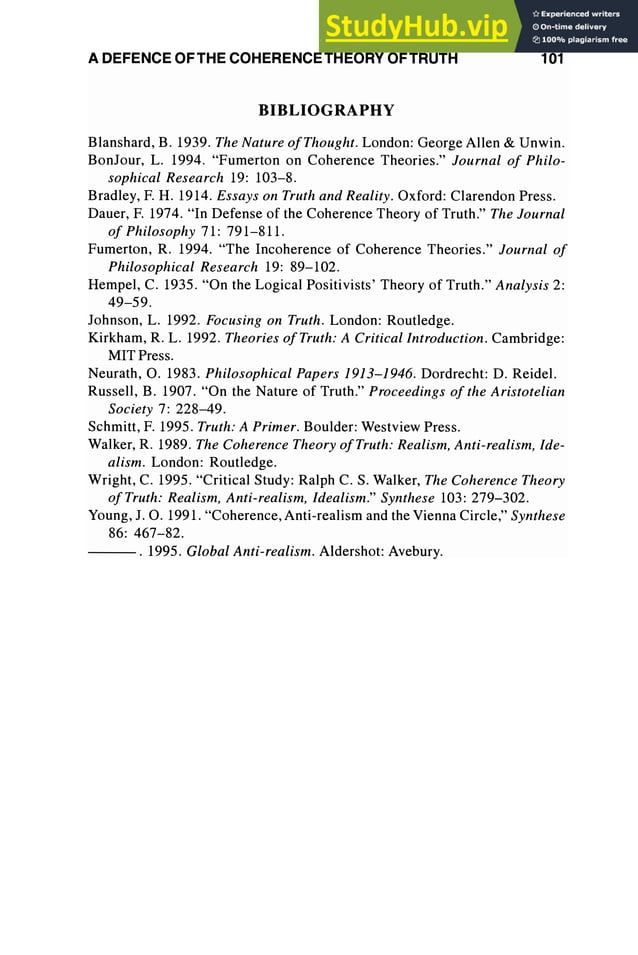 A Defence of the Coherence Theory of Truth.pdf | Physics | Science