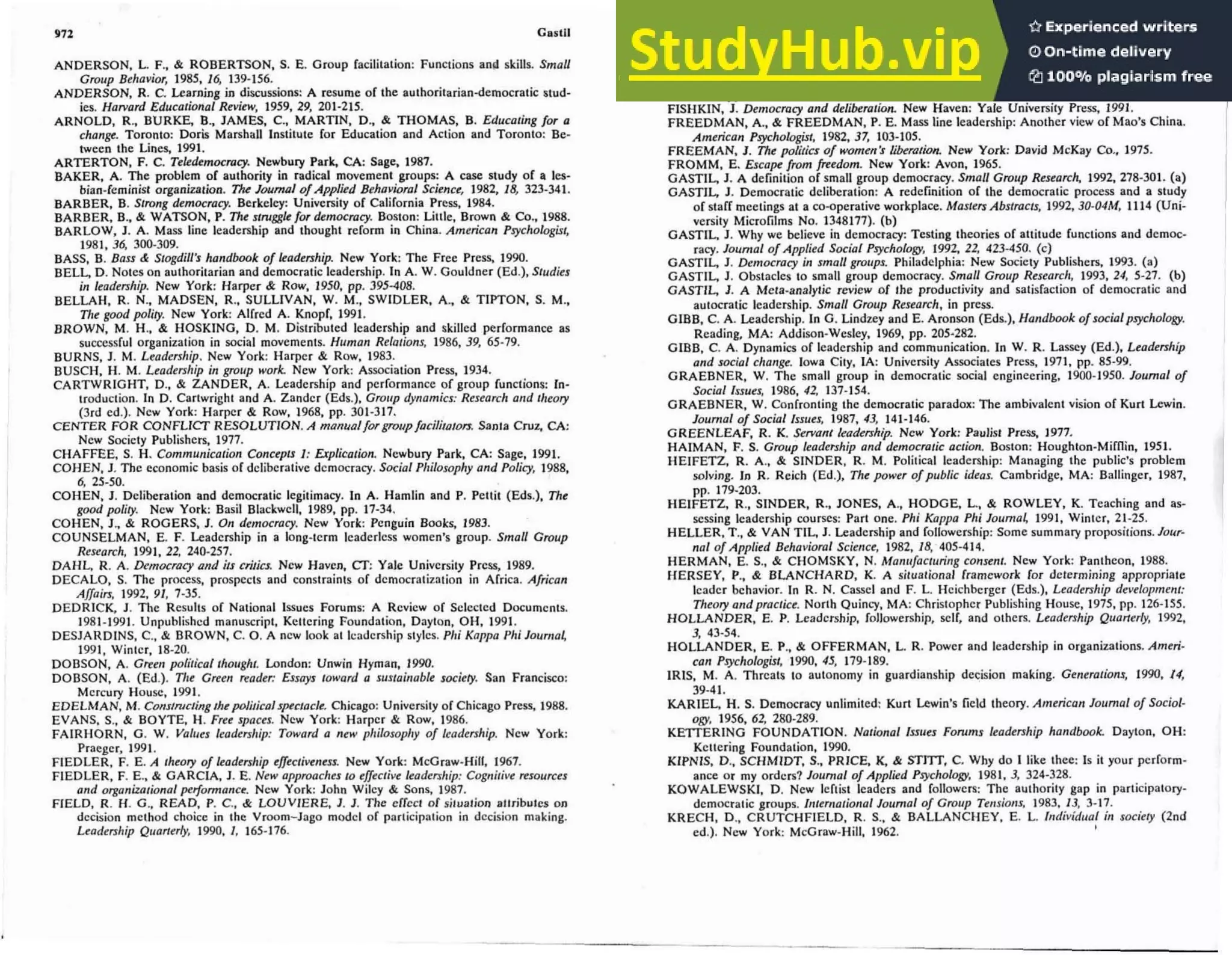 A Definition And Illustration Of Democratic Leadership | PDF