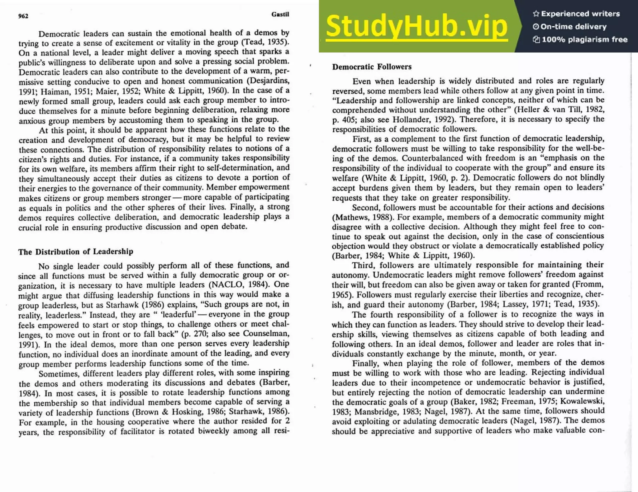 A Definition And Illustration Of Democratic Leadership | PDF